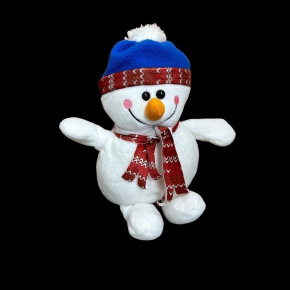 midwood | Toys | Snowman Plush Winter Stuffed Animal Red Scarf Blue Hat ...